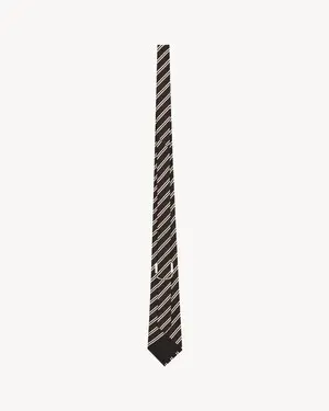 Saint Laurent Silk Jacquard Striped Neck Tie