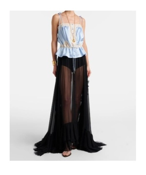 Chloé Ruffled Sheer Silk Maxi Skirt