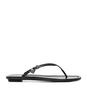 Prada Triangle Logo Thong Slides - Black