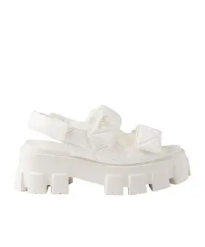 Prada Quilted Logo Flatform Sandals