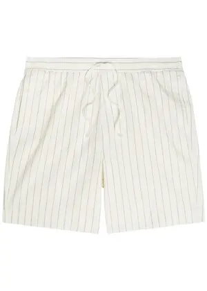 CHE Franklin Striped Cotton And Linen-blend Shorts - Ivory
