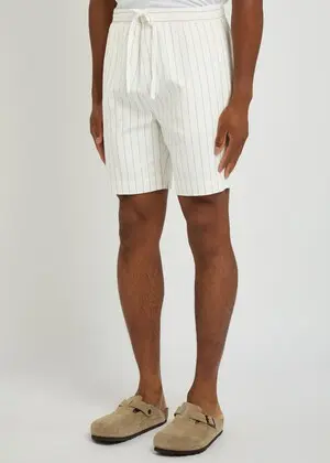 CHE Ché Franklin Striped Cotton And Linen-blend Shorts