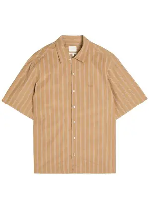 A.p.c. Beckett Logo-embroidered Striped Cotton-poplin Shirt