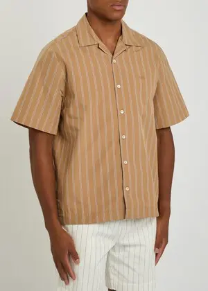 A.p.c. Beckett Logo-embroidered Striped Cotton-poplin Shirt