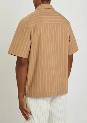 A.p.c. Beckett Logo-embroidered Striped Cotton-poplin Shirt