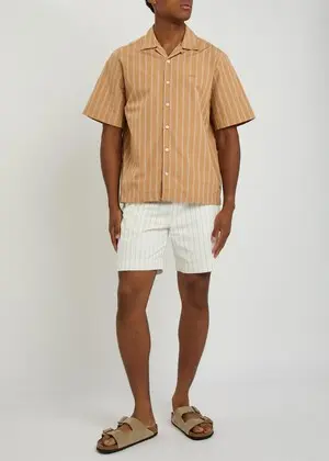 A.p.c. Beckett Logo-embroidered Striped Cotton-poplin Shirt