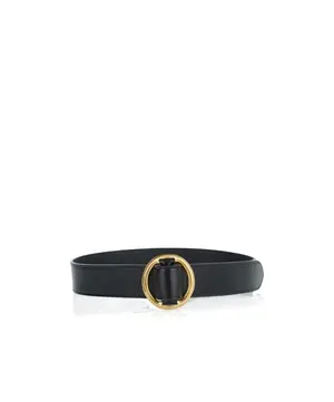 Saint Laurent Buckle Leather Belt - Black