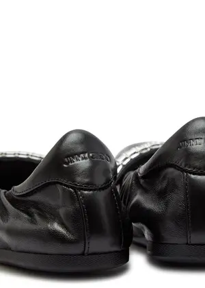 JIMMY CHOO Jade Crystal-embellished Leather Ballet Flats - Black
