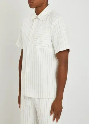 CHE Franklin Striped Cotton And Linen-blend Shirt