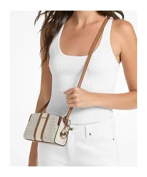 Michael Kors Becca Small Signature Logo Stripe Crossbody Bag