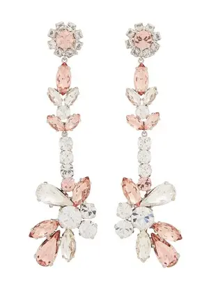 Erdem Crystal-embellished Clip-on Drop Earrings - Pink
