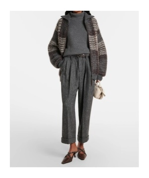 Brunello Cucinelli Pleated Wool-blend Tapered Pants