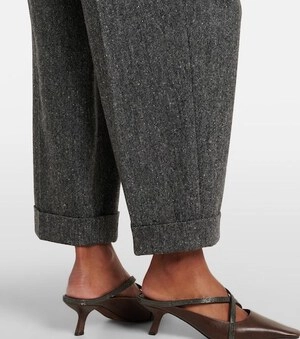 Brunello Cucinelli Pleated Wool-blend Tapered Pants