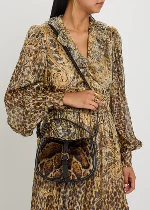 Etro Leopard Velvet And Leather Cross-body Bag - Multicoloured