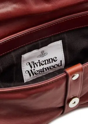 VIVIENNE WESTWOOD Padded Leather Clutch With Logo Detail - Brown