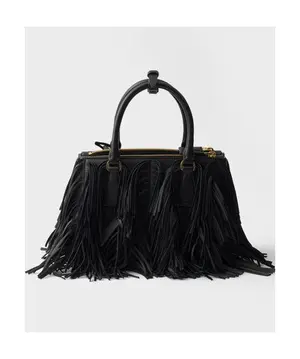 Prada Galleria Small Leather Bag With Fringe