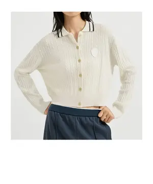 Brunello Cucinelli Cashmere Cable Knit Polo Cardigan - Milk