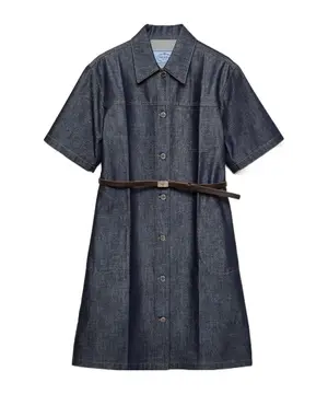 Prada Belted Denim Dress - Blue