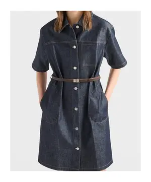 Prada Belted Denim Dress