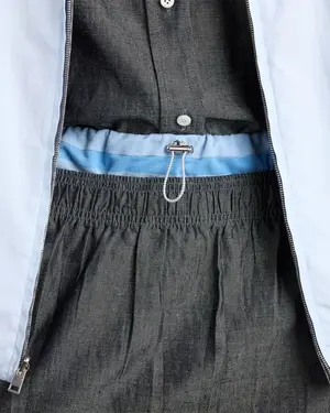 Prada Chambray Midi Skirt With Elasticated Waistband - Grey