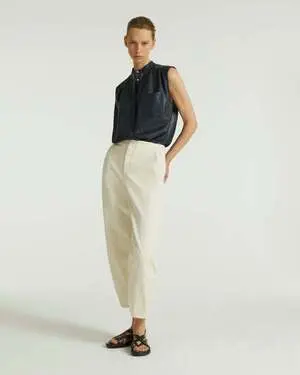 YVES SALOMON High-waisted Tapered Trousers - Nude