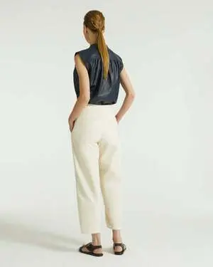 YVES SALOMON High-waisted Tapered Trousers - Nude