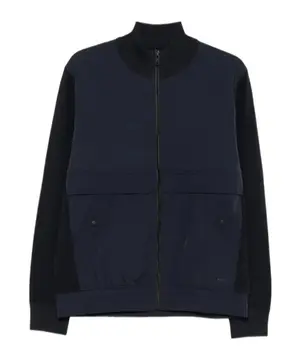 Hugo Boss Knitted-panel Zip-up Jacket - Black