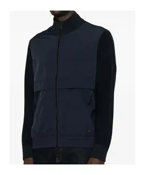 Hugo Boss Knitted-panel Zip-up Jacket