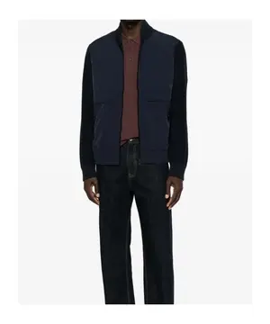 Hugo Boss Knitted-panel Zip-up Jacket