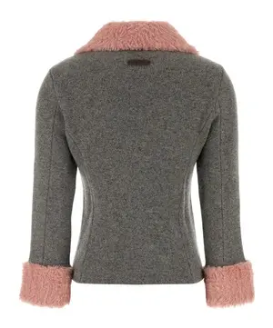 Moschino Single-breasted Sweater With Fur Trim