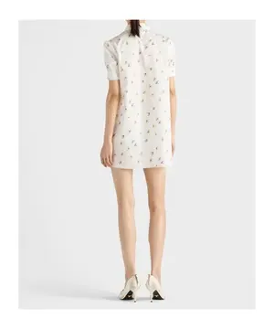 Prada Floral Print Poplin Mini Dress