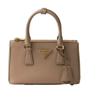 Prada Galleria Mini Saffiano Leather Bag - Cameo