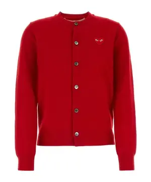 Play Comme Des Garcon Comme Des Garçons Play Logo Patch Button-up Cardigan - Red