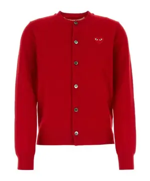 Play Comme Des Garcon Logo Patch Cardigan - Red