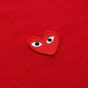 Play Comme Des Garcon Logo Patch Cardigan - Red