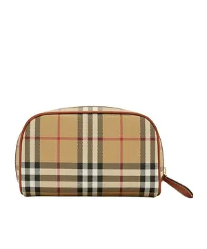 Burberry Checked Logo Patch Zipped Clutch Bag
