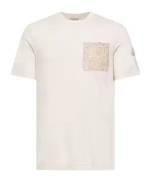 Moncler Paisley Print Cotton T-shirt - Beige