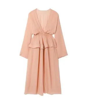 Alaïa V-neck Peplum-detail Maxi Dress - Nude