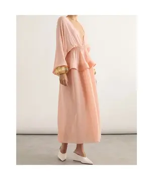 Alaïa V-neck Peplum-detail Maxi Dress