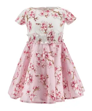 Monnalisa Peach Blossom Floral Print Dress