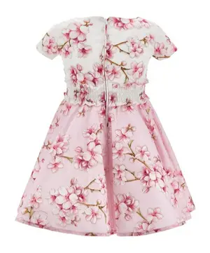 Monnalisa Peach Blossom Floral Print Dress