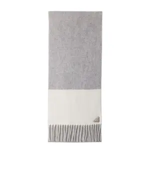 Prada Cashmere Scarf - Cloud Gray/chalk White
