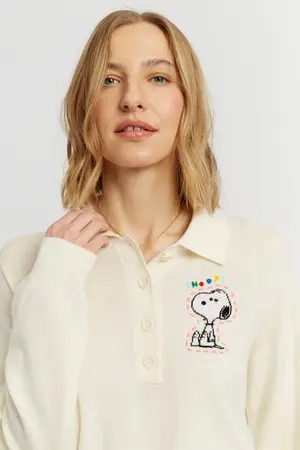 Chinti & Parker Wool-cashmere Snoopy Polo Sweater - Cream