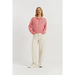 Chinti & Parker Wool-cashmere Snoopy Polo Sweater - Salmon