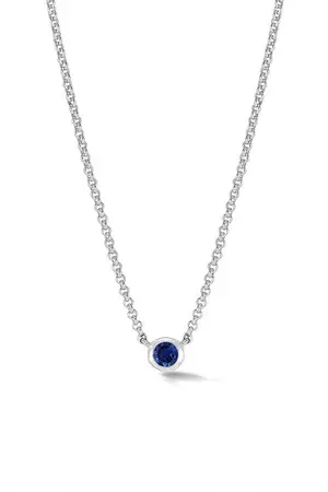 DOWER & HALL Blue Sapphire Round Dewdrop Pendant - Sterling Silver