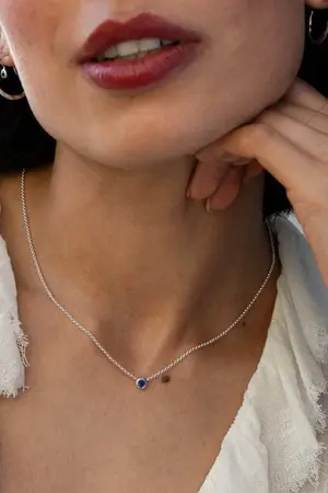 DOWER & HALL Blue Sapphire Round Dewdrop Pendant - Sterling Silver