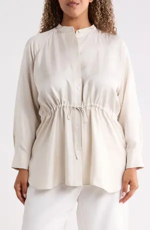Eileen Fisher Silk Mandarin Collar Shirt