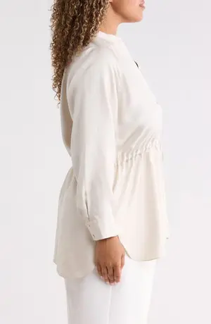Eileen Fisher Silk Mandarin Collar Shirt