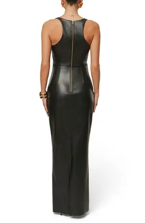 JLUXLABEL Tate Crop Faux Leather Tank - Black