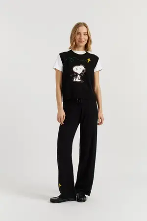 Chinti & Parker Wool-cashmere Snoopy Tank - Black